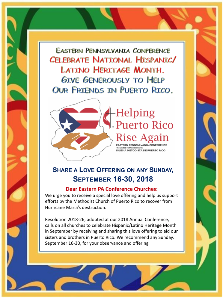 Helping Puerto Rico Rise Again Love Offering Oct. 14 | Eastern PA ...