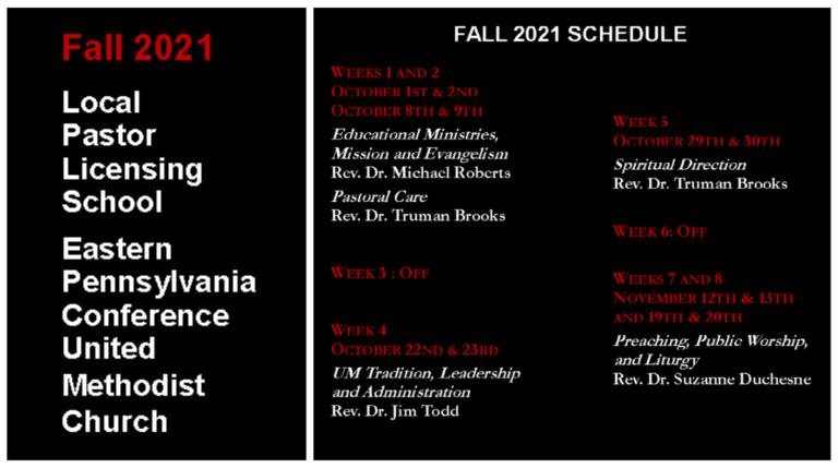 Next Local Pastor Licensing School begins Oct. 1, 2021 | Eastern PA ...